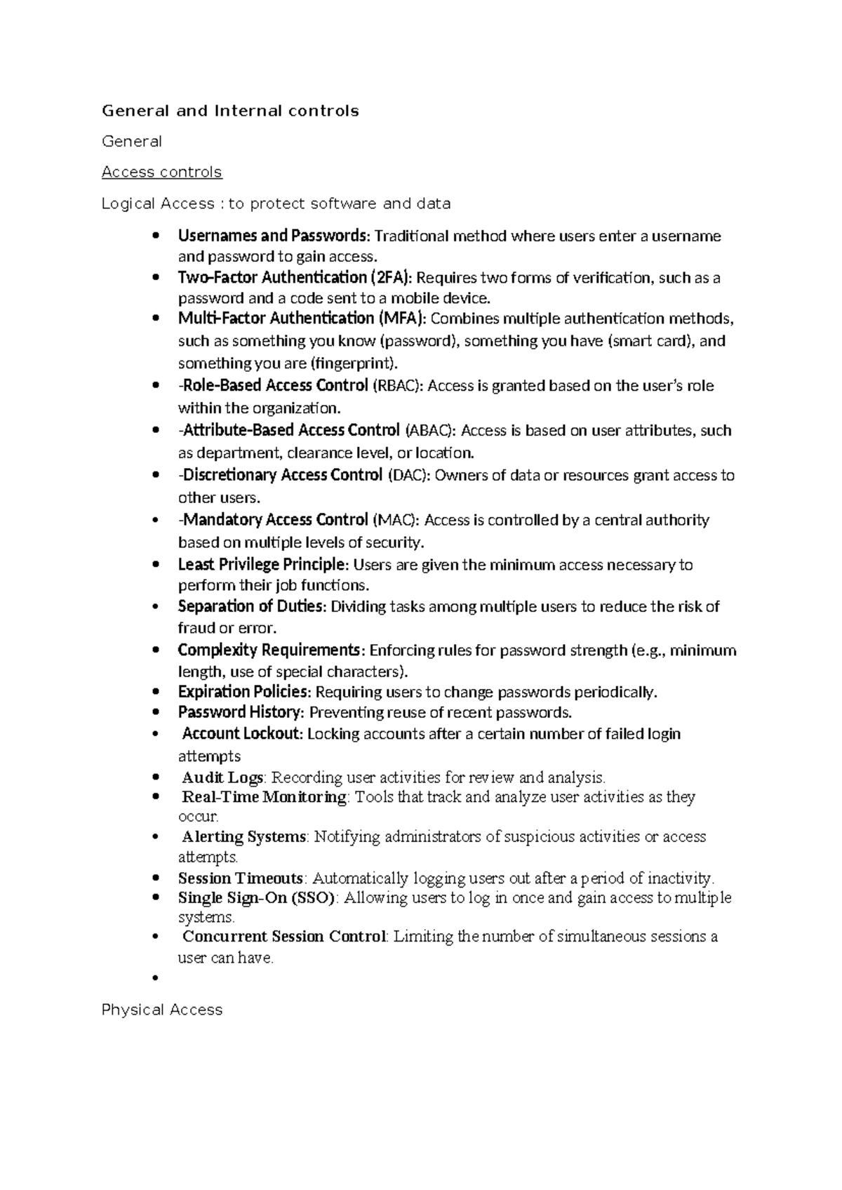 General and Internal controls - General and Internal controls General ...