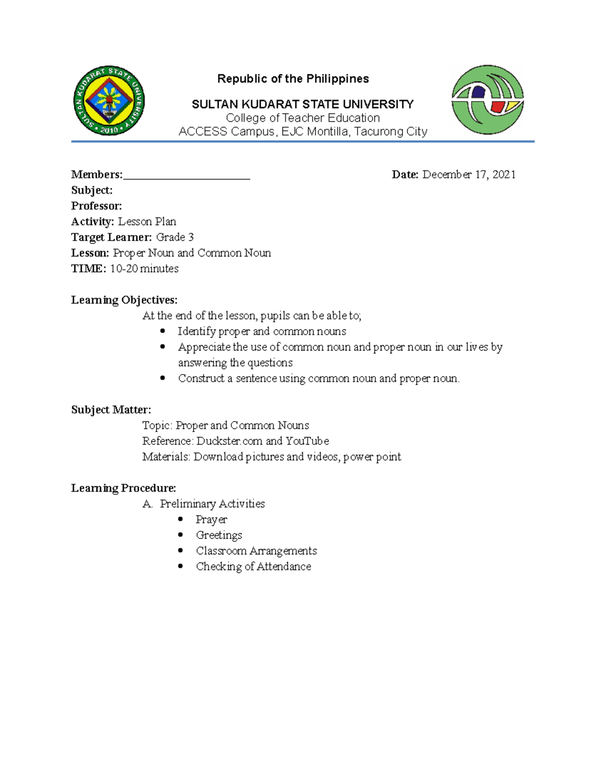 DETAILED LESSON PLAN ELEMENTARY LEVEL - Republic of the Philippines ...