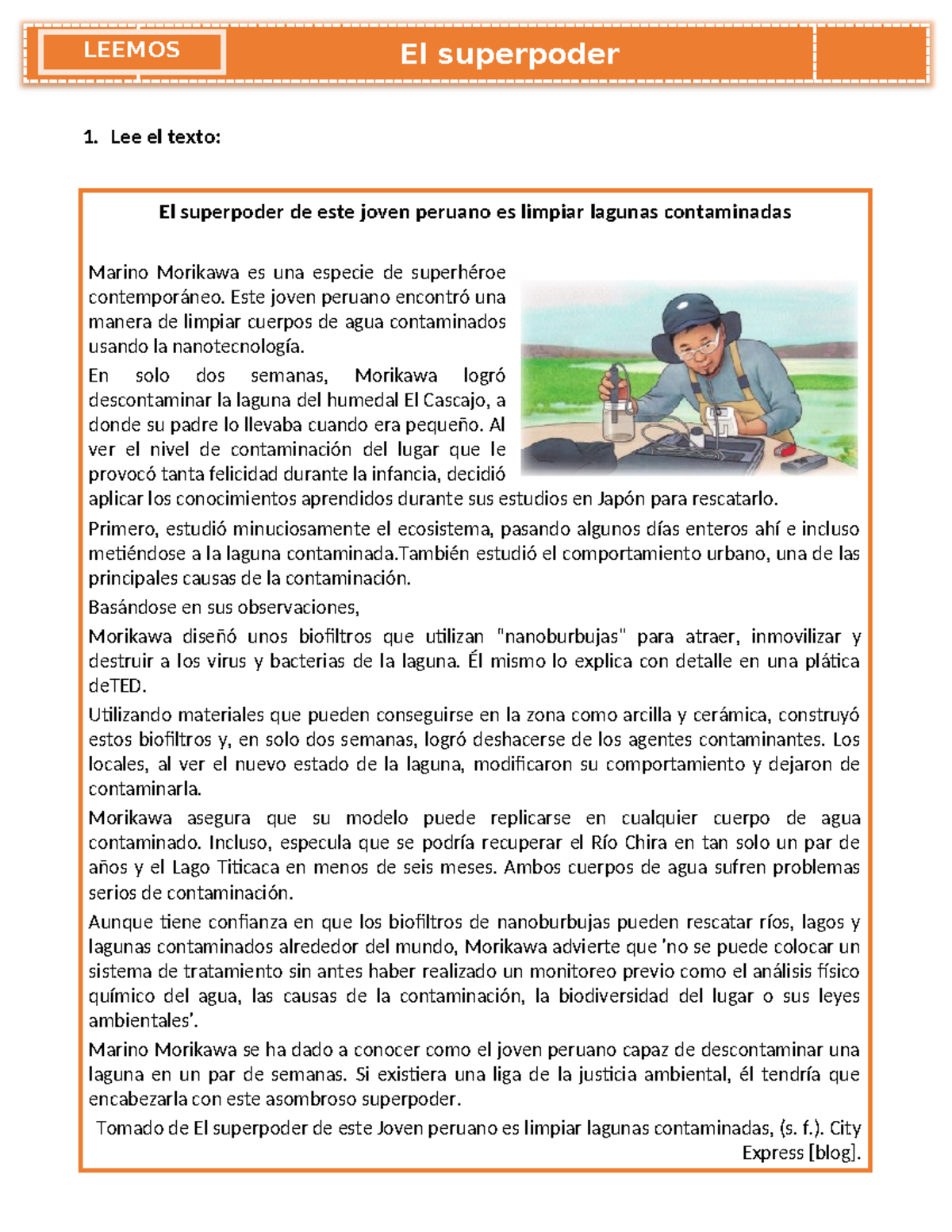 Leemos Juntos El superpoder - 1. Lee el texto: El superpoder de este ...