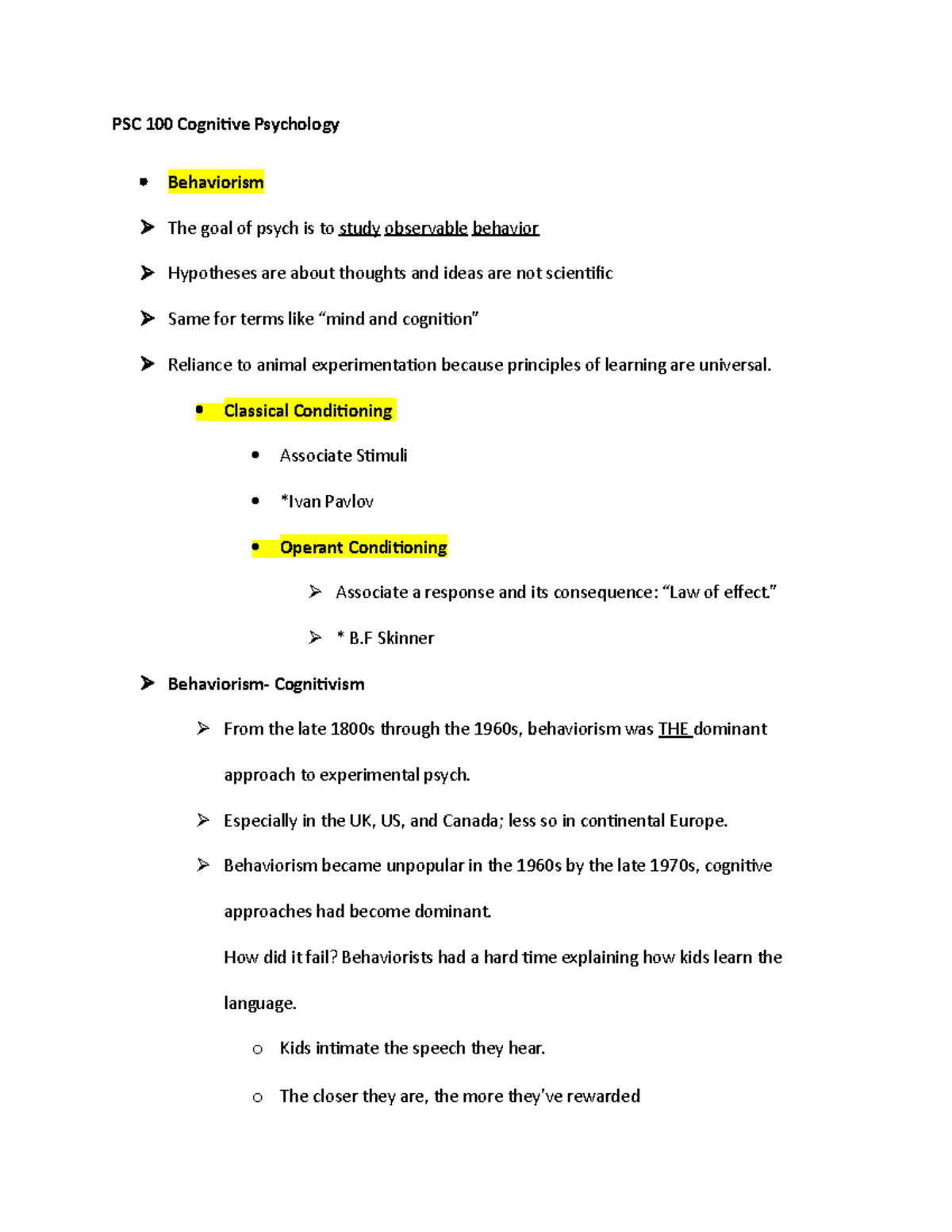 PSC 100 Day 2 - How the brain learns language, etc. - PSC 100 Cognitive ...
