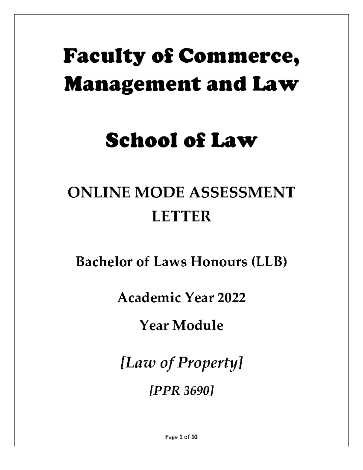 Law of Property Tutorial Letter - UNAM - Studocu