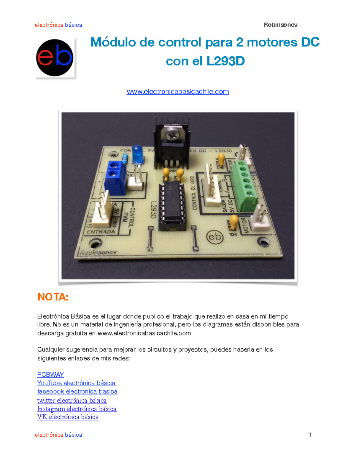 Módulo-de-control-para-2-motores-DC-con-el-L293D - Módulo de control ...