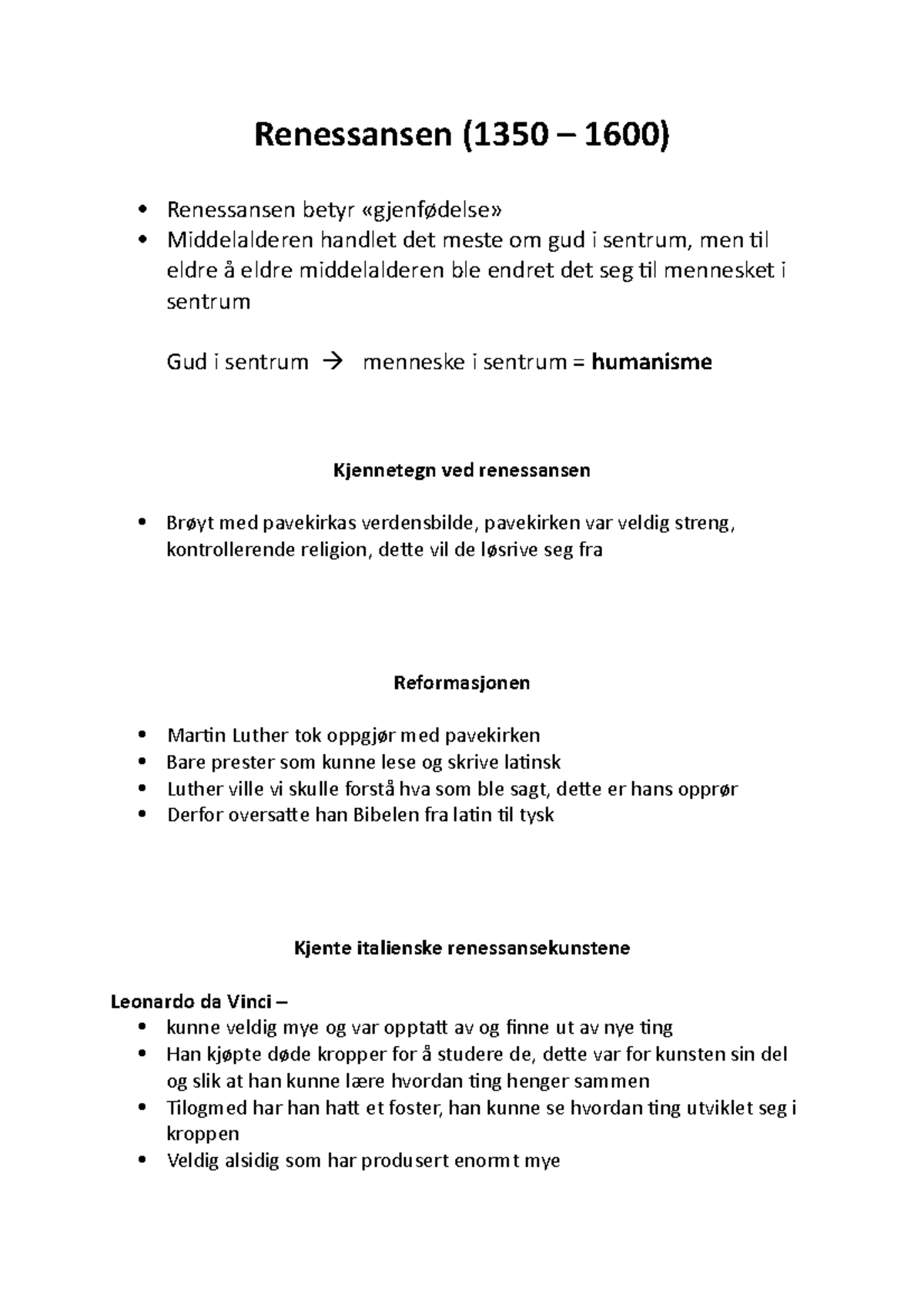 Renessansen - Studocu