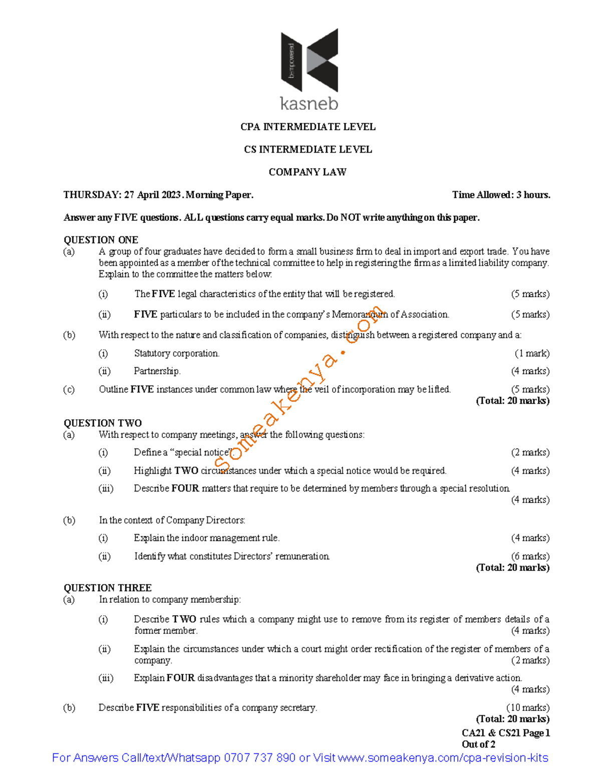 Pst CL 2015 2023 - Commercial law - UoN - Studocu