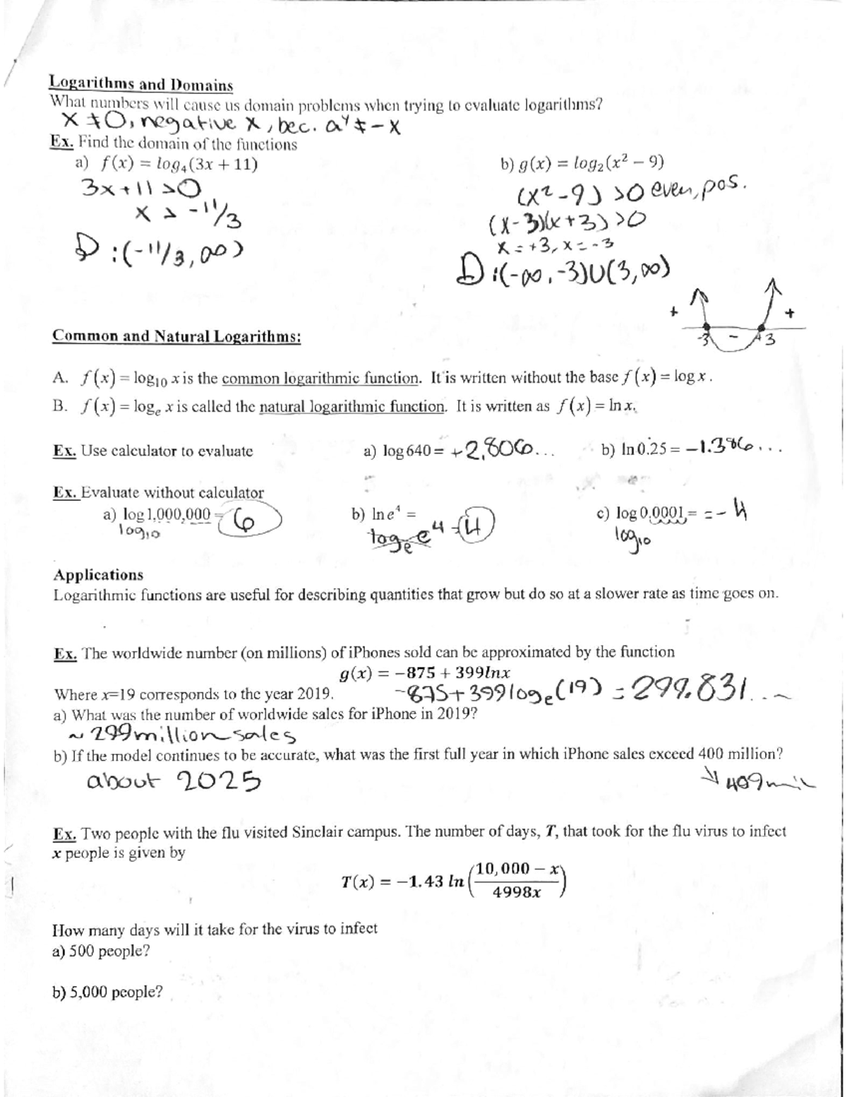 1470636 1470 6364 Notes 56 6364 Logarithmic Functions And Graphs Of Logarithmic