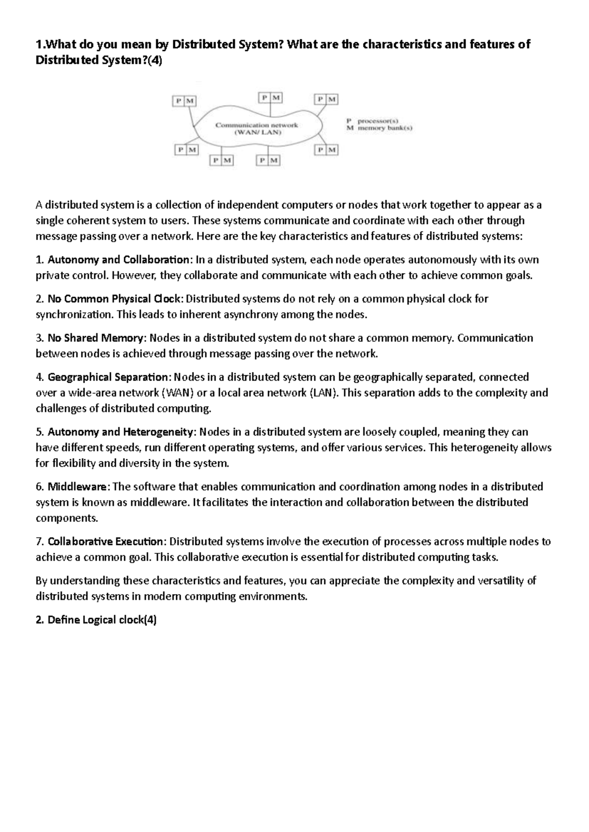 DC Series 1 Answers - 1 do you mean by Distributed System? What are the ...