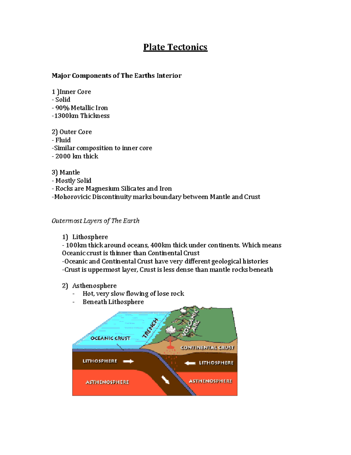 Lecture notes, lecture 2-4 - Plate Tectonics Major Components of The ...