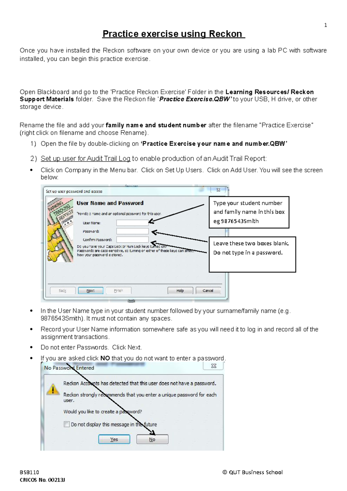 Reckon Practice Exercise and Instructions-1-1-1 - Practice exercise ...