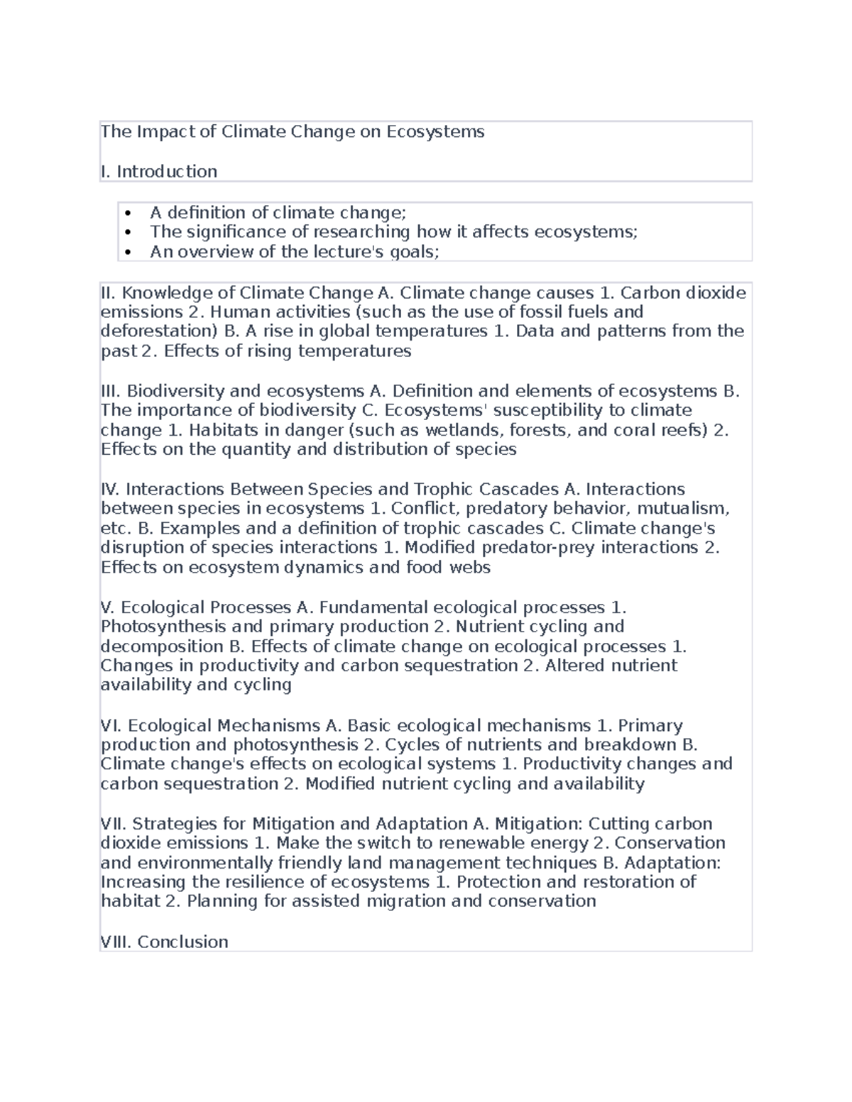 Lectures notes 2 - Summaries - The Impact of Climate Change on ...