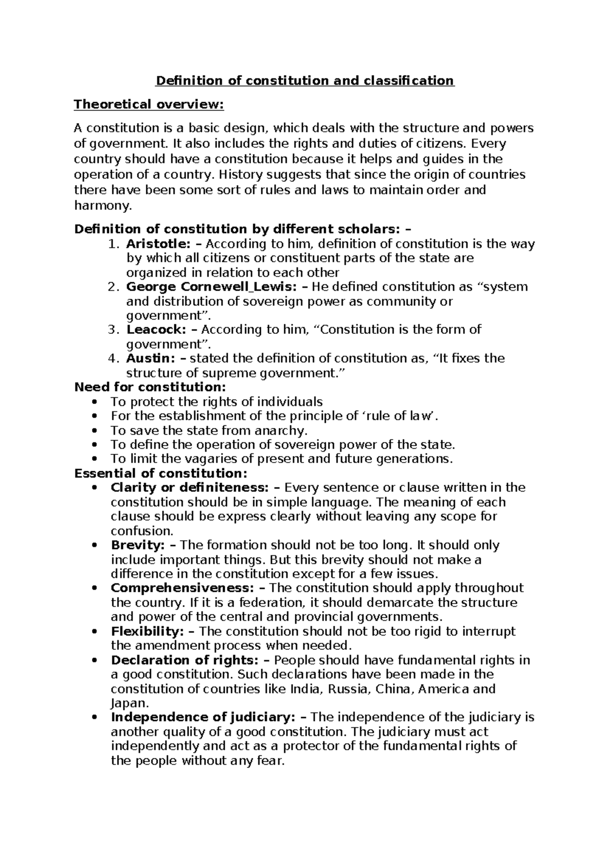 1. Definition of constitution and classification - Definition of ...