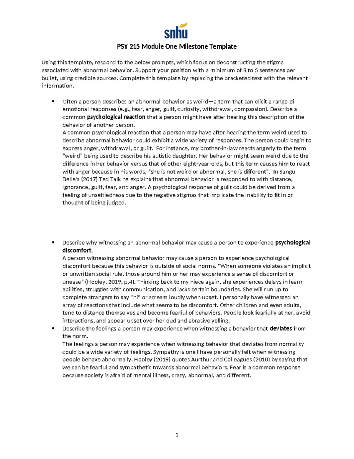 Psy 215 Module One Milestone Template Psy 215 Module One Milestone Template Using This