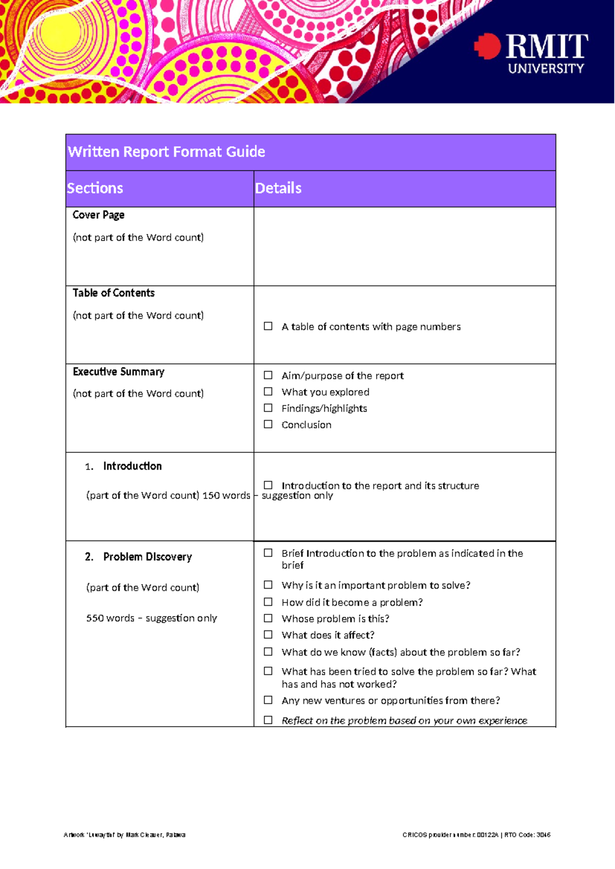 BUSM2577 Assessment 1 Written Report Format Guide-1 - Written Report ...