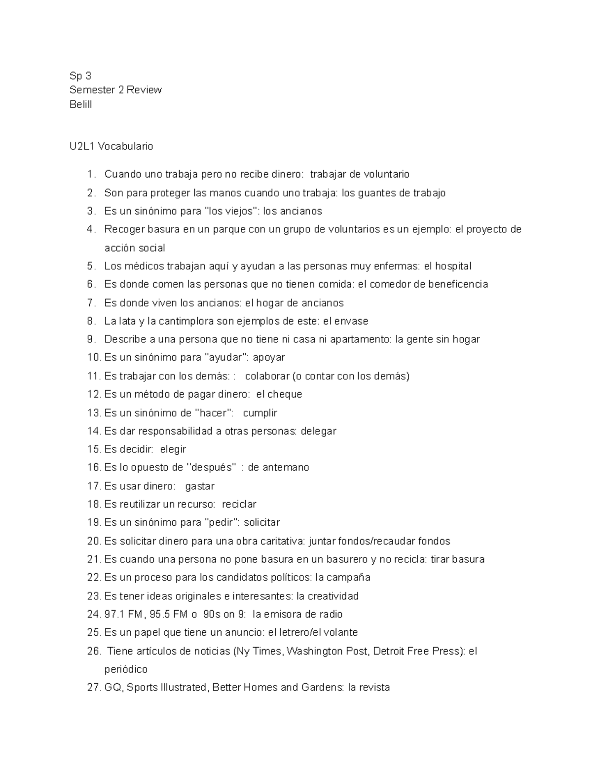 Copy of Sp 3 Semester Review Key - Sp 3 Semester 2 Review Belill U2L1 ...