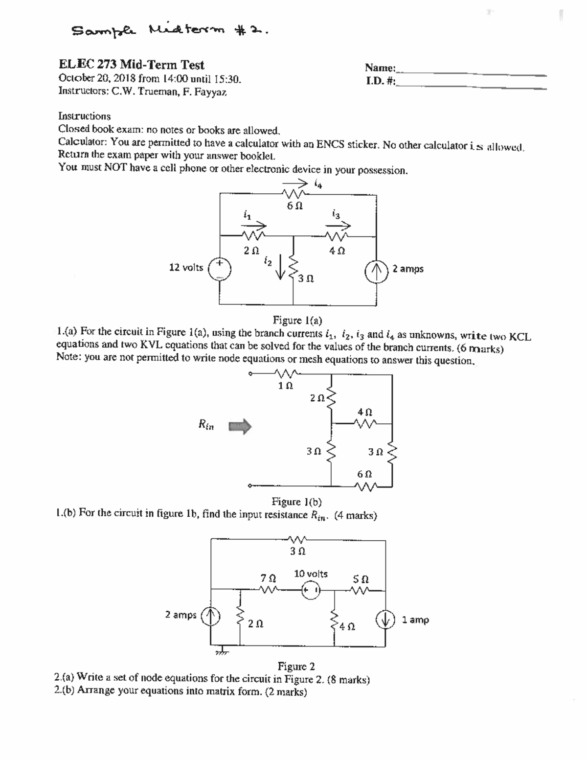 Sample Midterm 2 - ELEC 273 - Warning: decodeScan - unexpected MCU data ...
