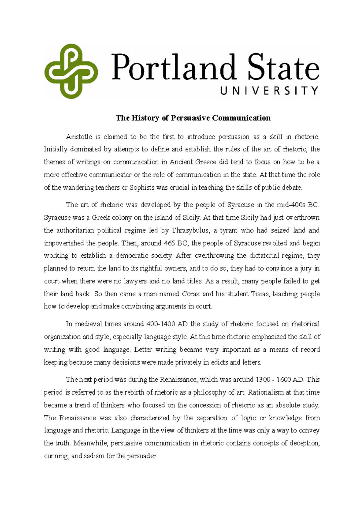 The History of Persuasive Communication - The History of Persuasive ...