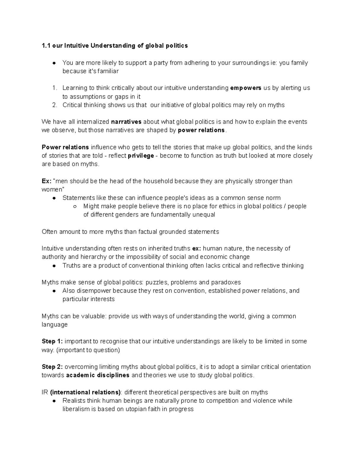 Chapter 1 textbook notes - 1 our Intuitive Understanding of global ...