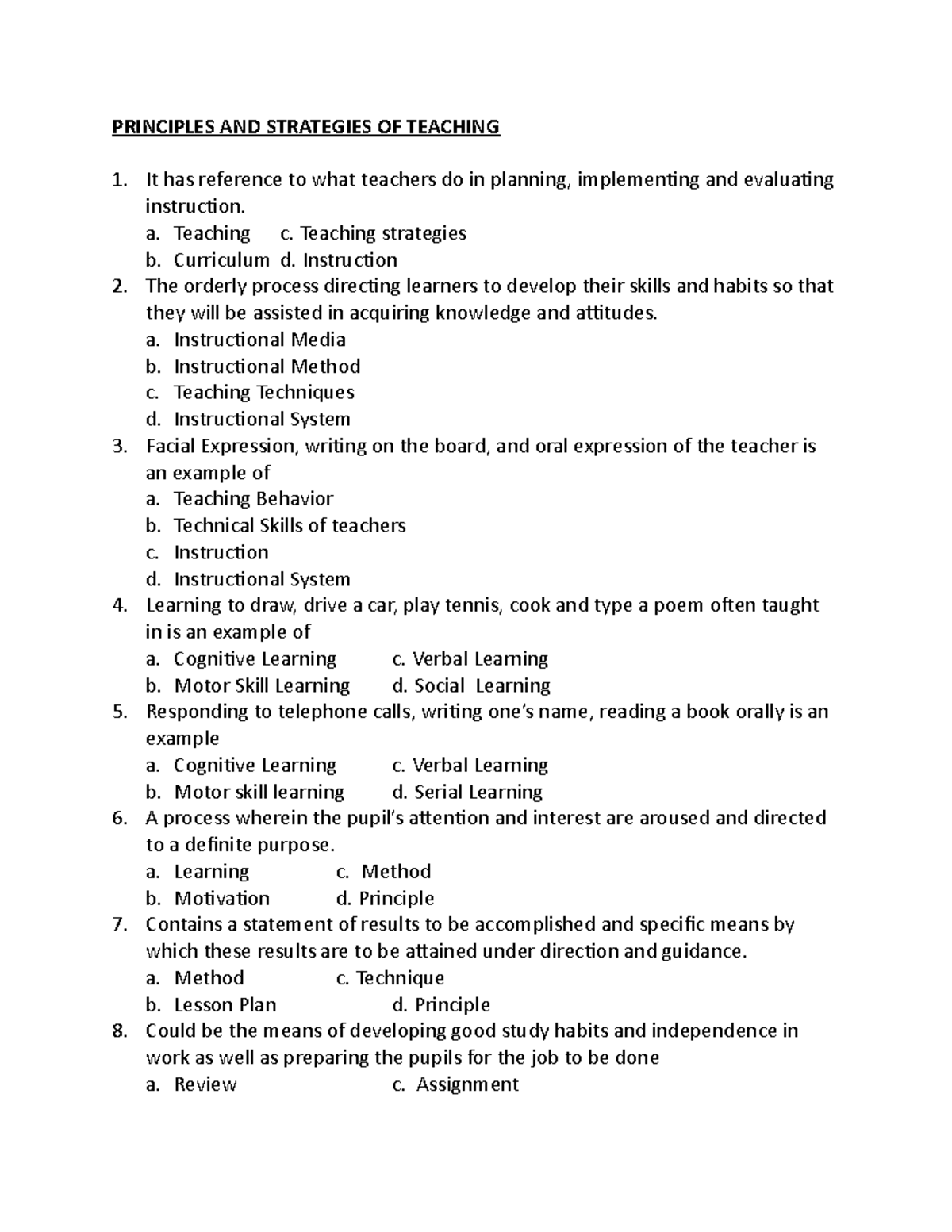 1 LET-PROF-ED-Principles and Strategies of Teaching 100 items ...