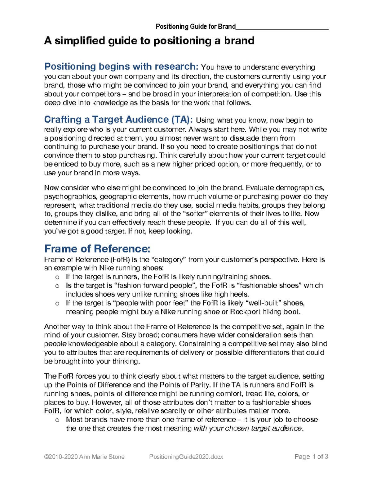Positioning Guide 2020 - Positioning Guide for Brand ...