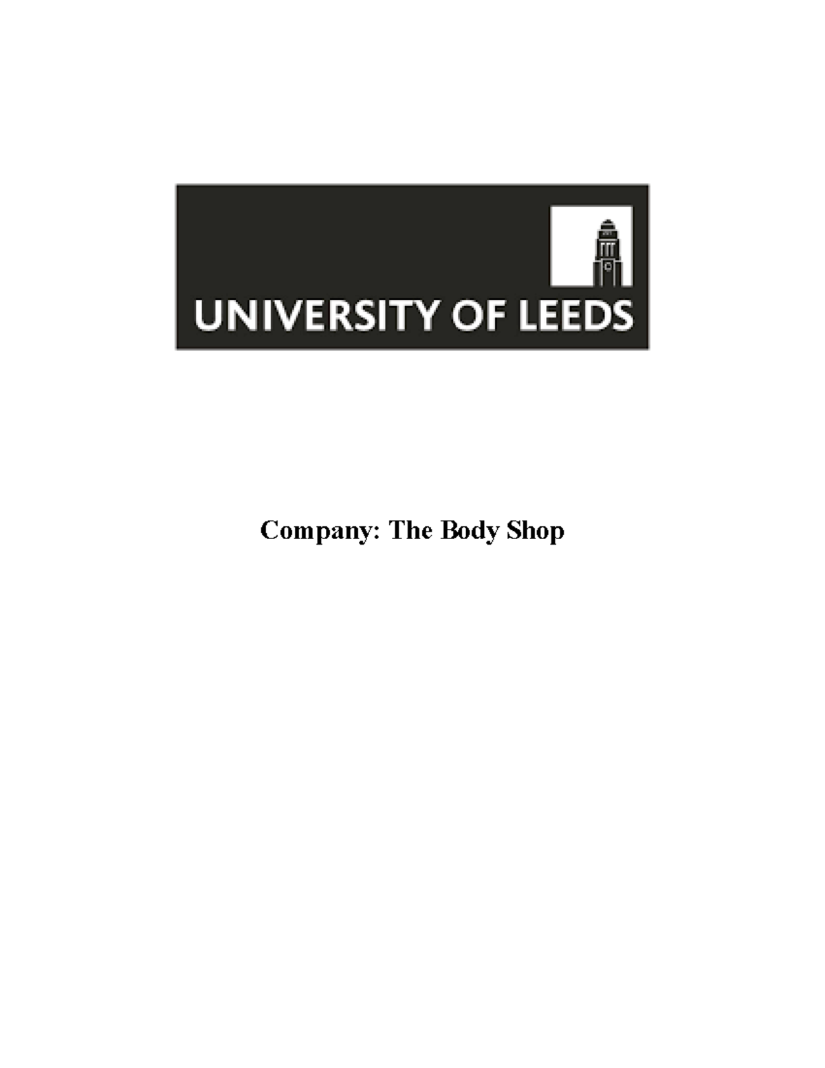 The Body Shop - Company: The Body Shop Contents - Studocu