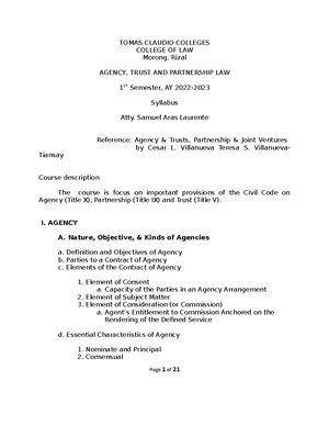 Civil Procedure 1 - law - TOMAS CLAUDIO COLLEGES COLLEGE OF LAW Morong ...