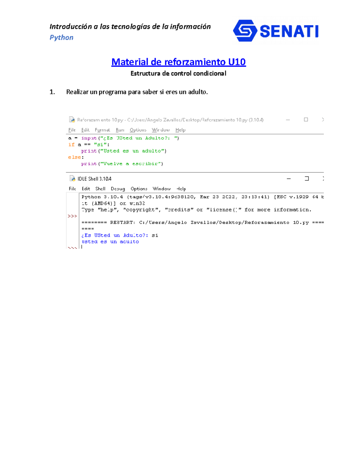 Material de reforzamiento U10 - Python Material de reforzamiento U ...