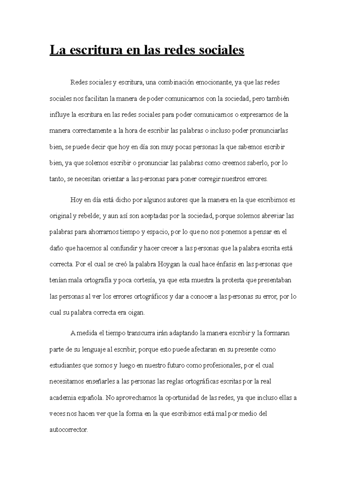 reda U1 T4taller - La escritura en las redes sociales Redes sociales y ...