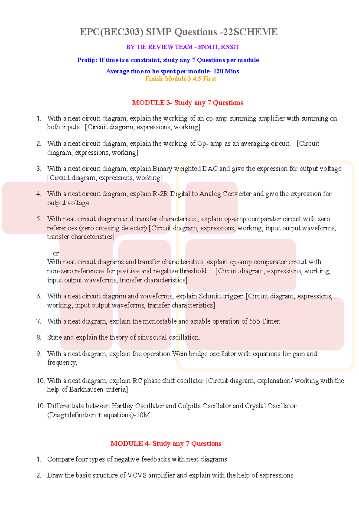 BEC303 SIMP 2024.docx - Jemmbdbvmajgdmkhdhdj - EPC(BEC303) SIMP Questions -22SCHEME BY TIE ...