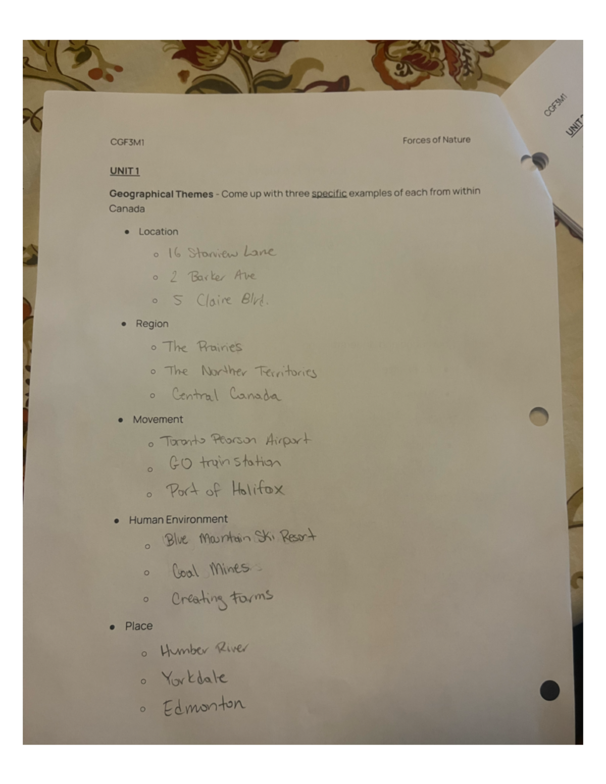 Geo notes - Geographical movements - CGF3M1 Forces of Nature UNIT 1 ...