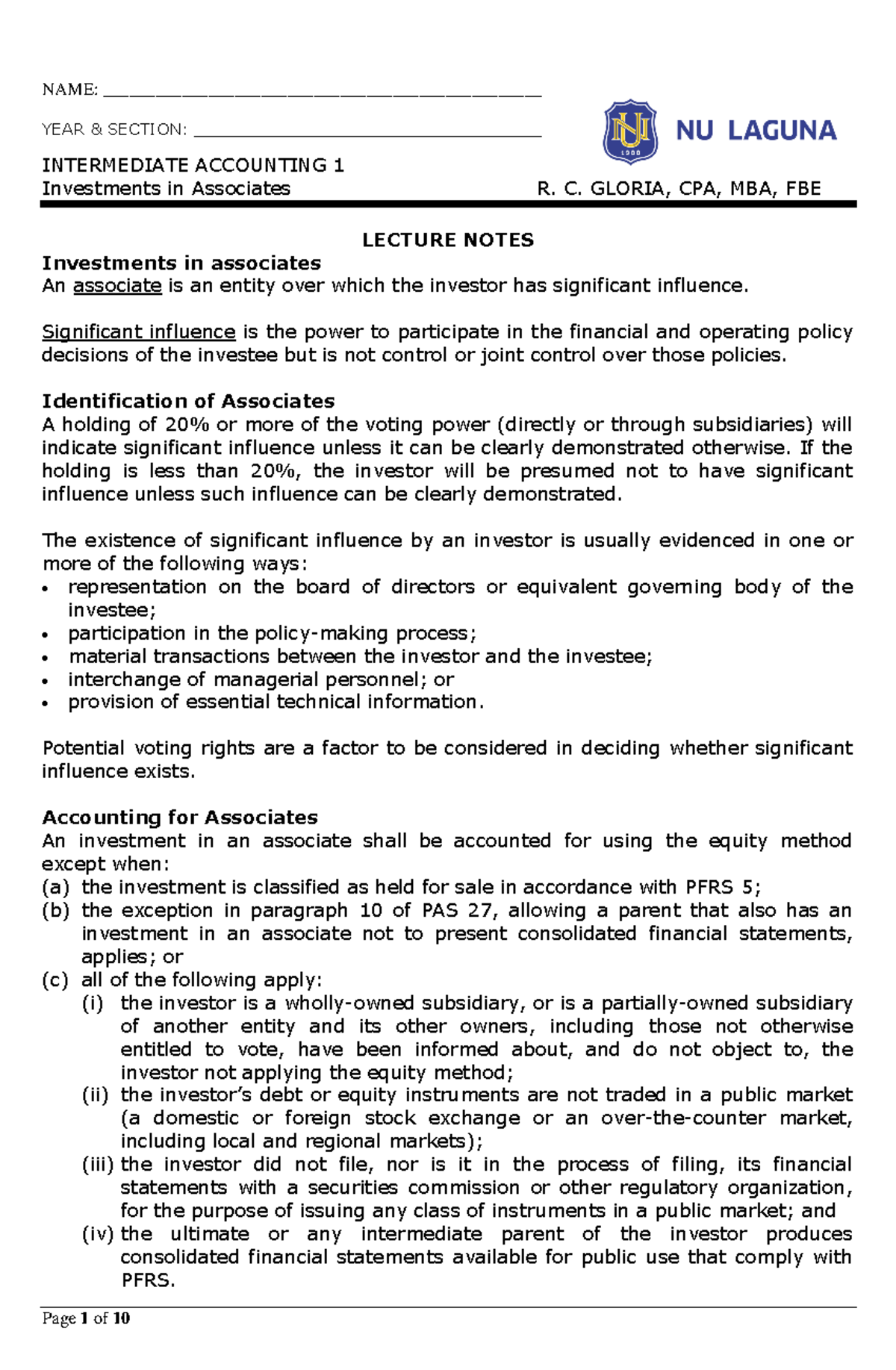 FAR - Notes - NAME ...