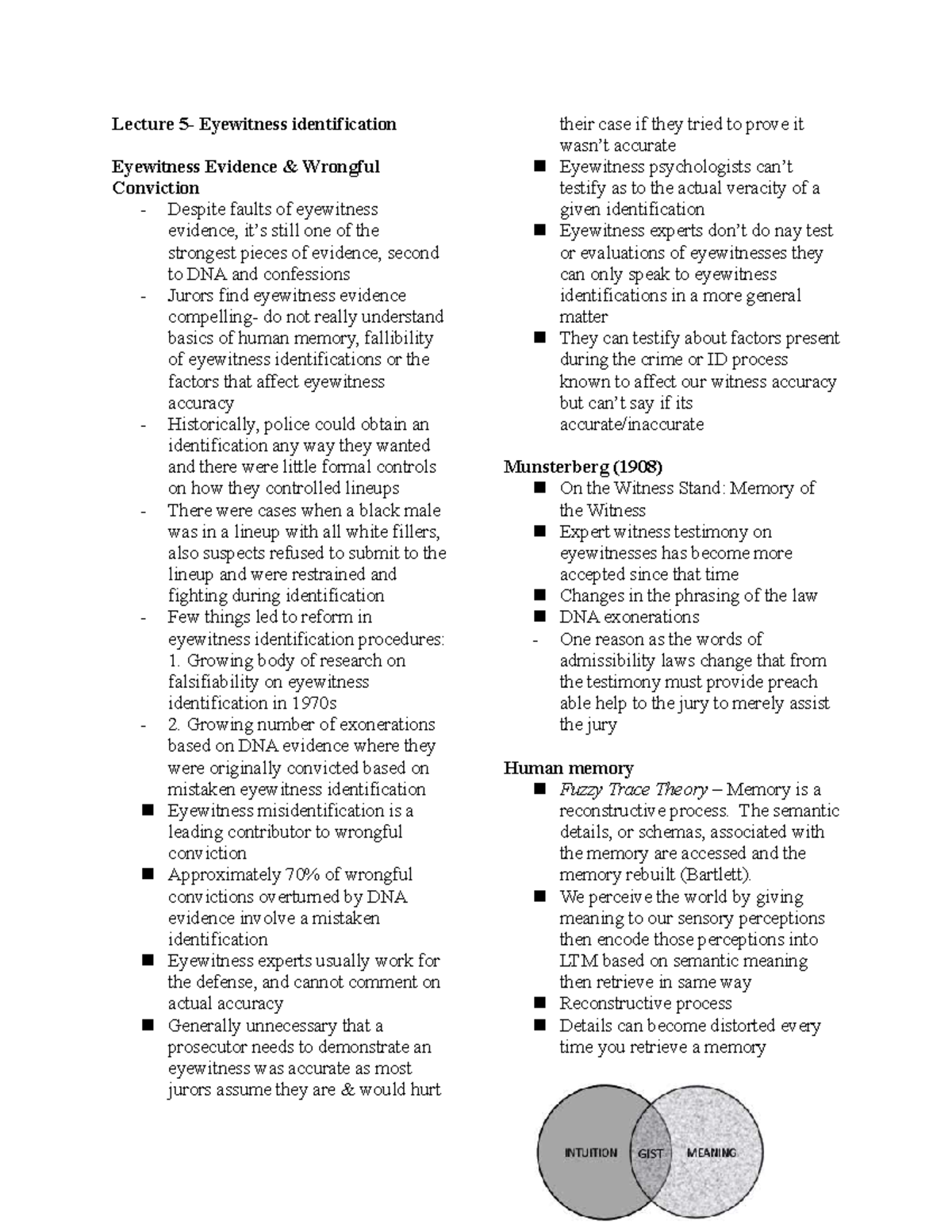 Lecture 5- Eyewitness Identification - Lecture 5- Eyewitness ...