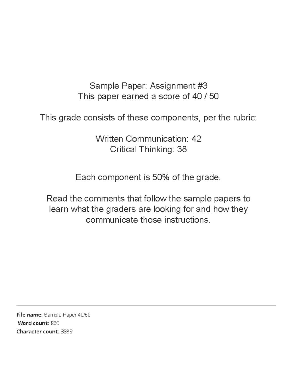 Assignment 3 Sample 40 Out Of 50 Sample Paper Assignment This