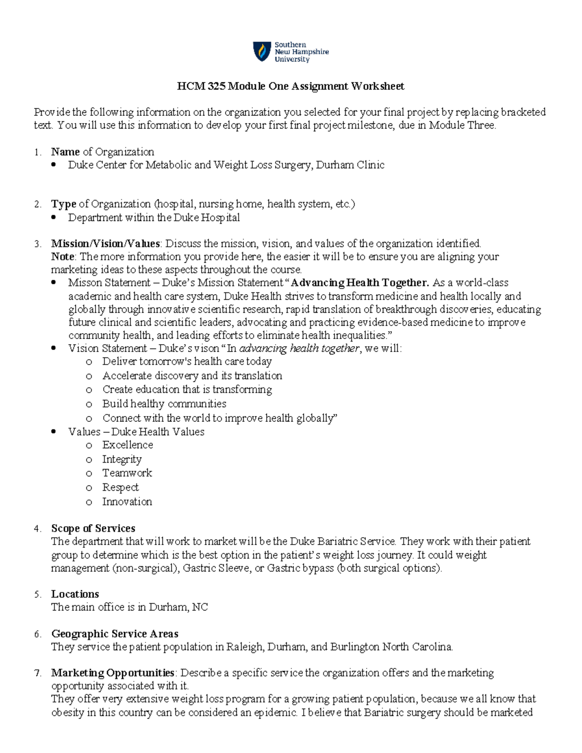 HCM 325 Module One Assignment Worksheet - HCM 325 Module One Assignment ...