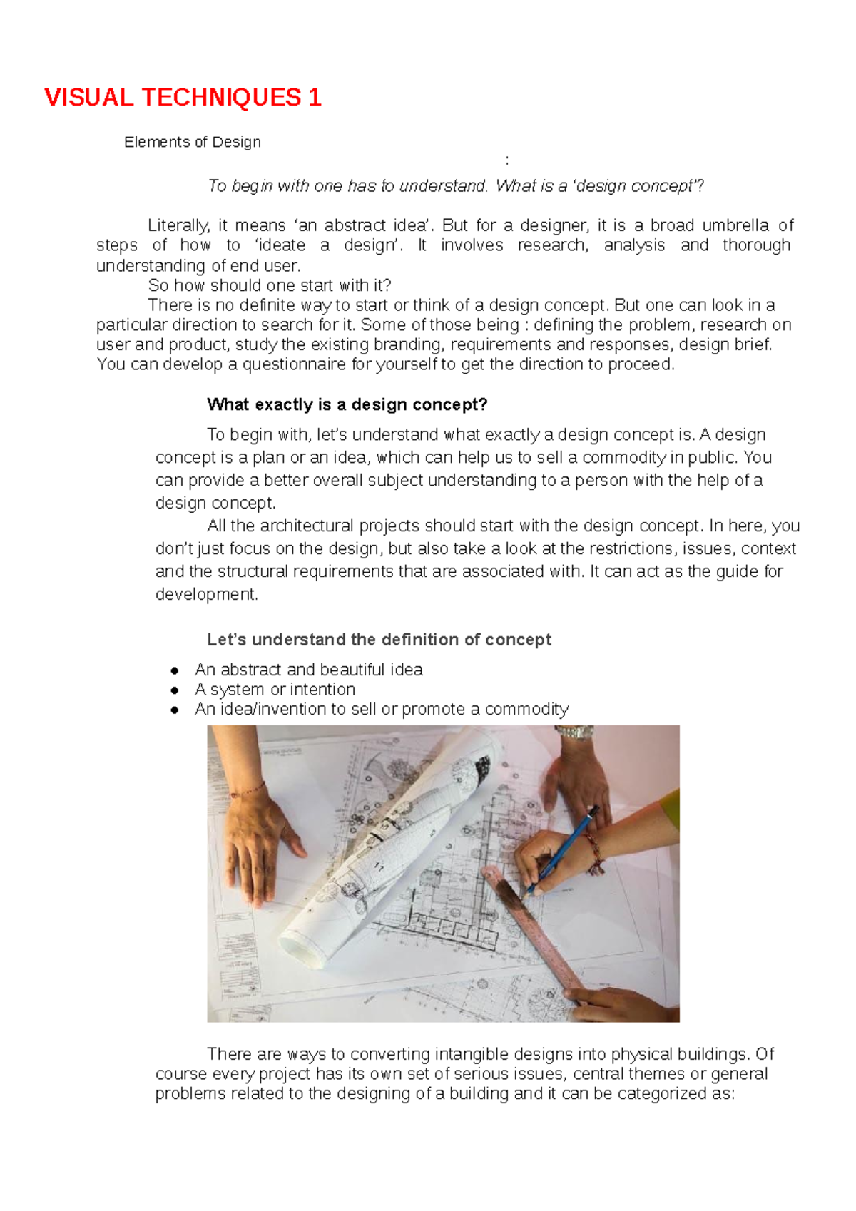 Visual Techniques 1 - Elements of Design - VISUAL TECHNIQUES 1 Elements ...