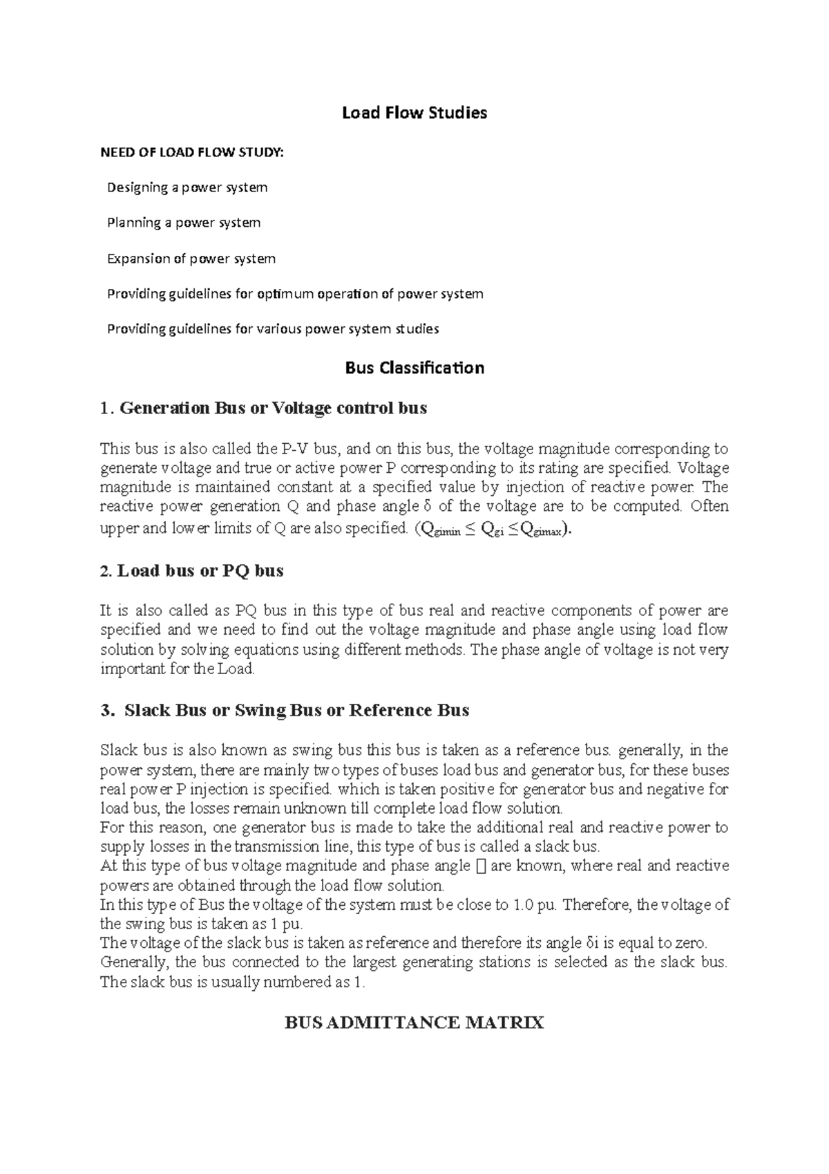 Load Flow Studies - Load Flow - Load Flow Studies NEED OF LOAD FLOW ...