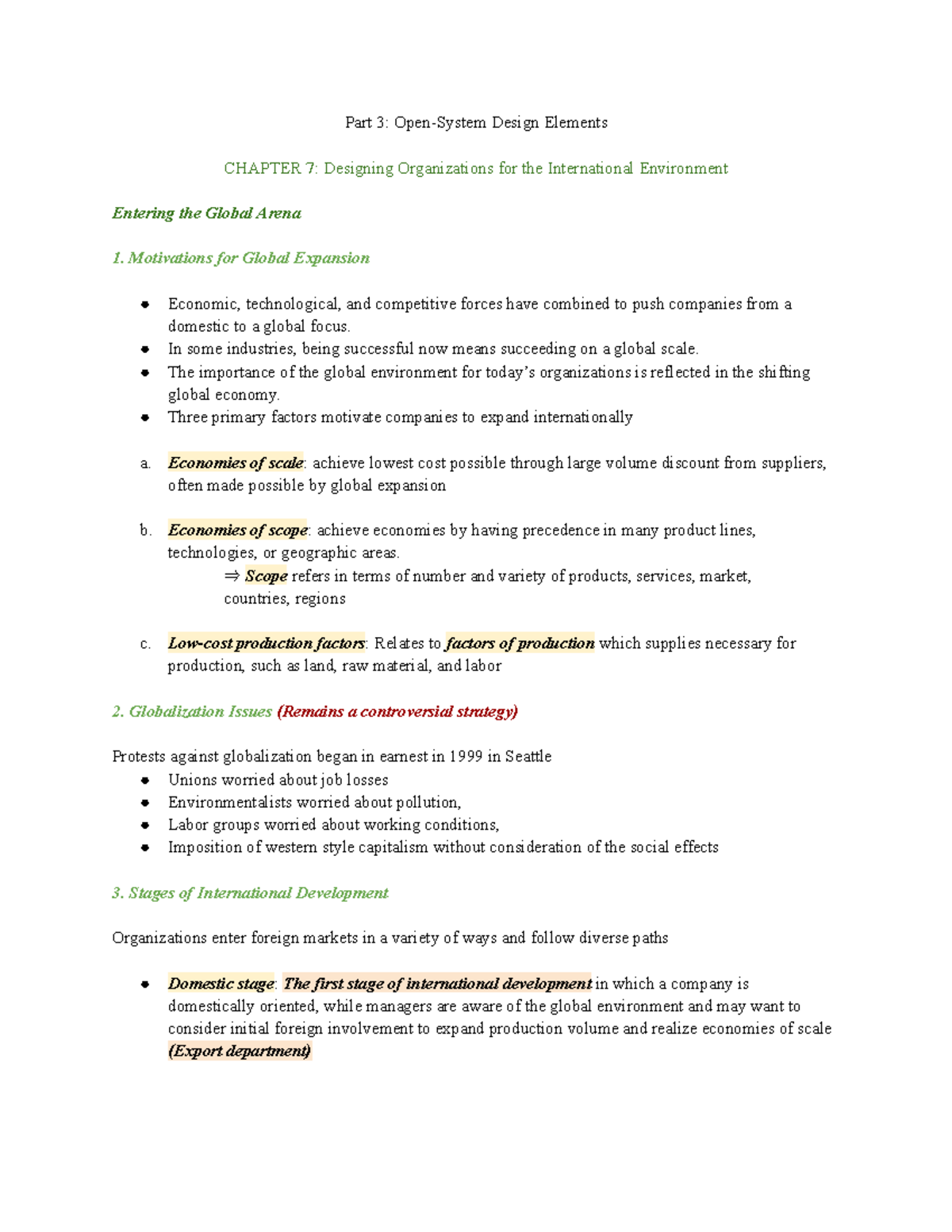 BUSI 4315 - 081 Notes Test 2 - Part 3: Open-System Design Elements ...