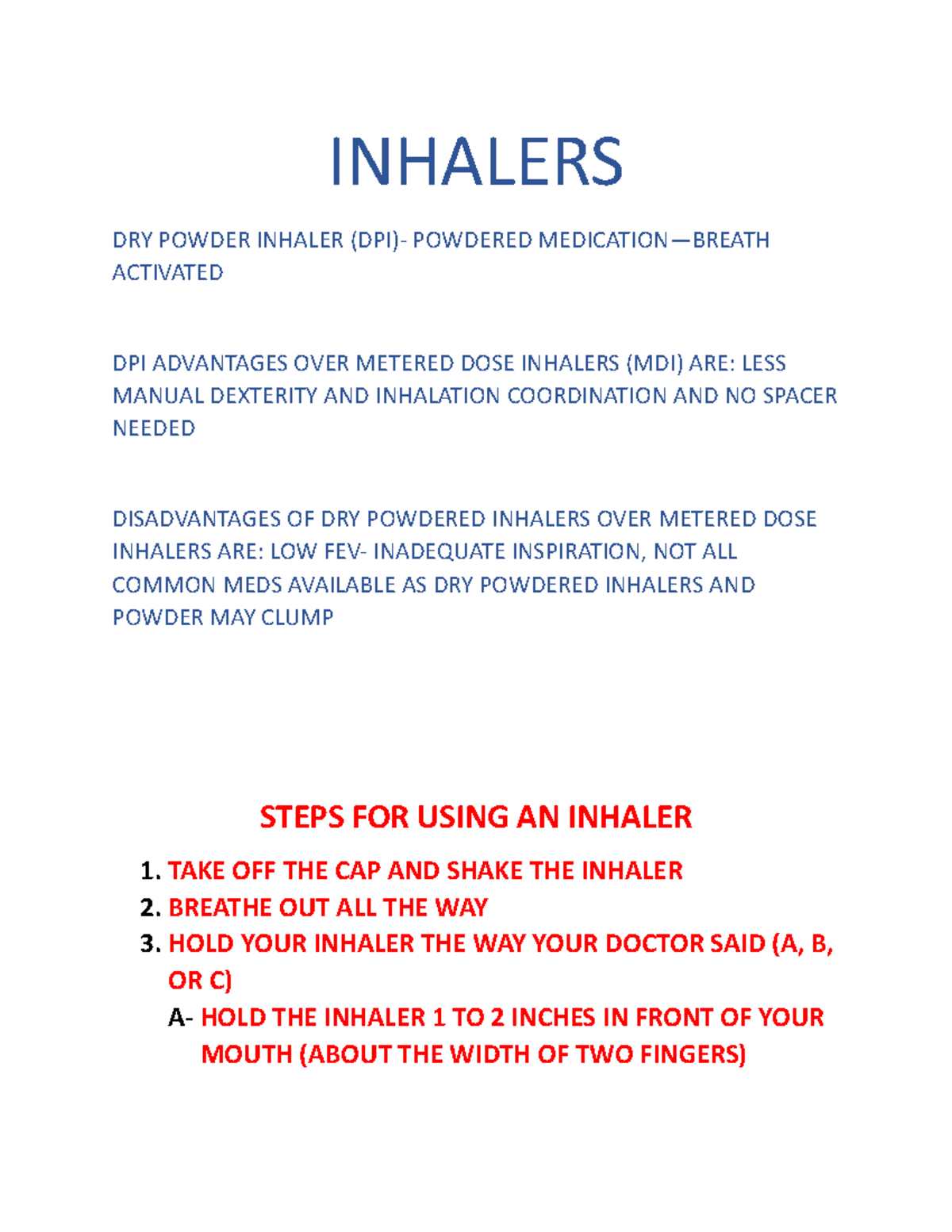Dry Powder Inhaler Contraindications at Eldon Berthold blog