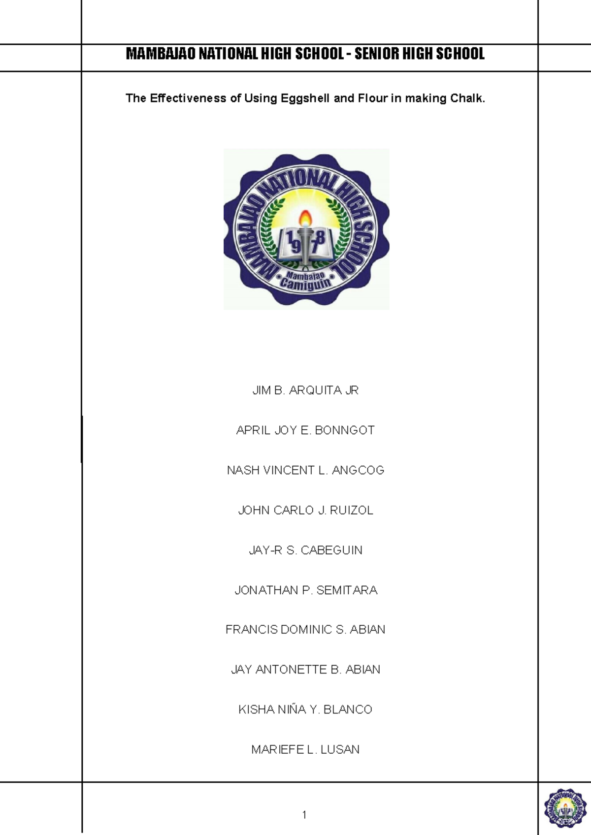 LAST Research Mendellians - The Effectiveness of Using Eggshell and ...