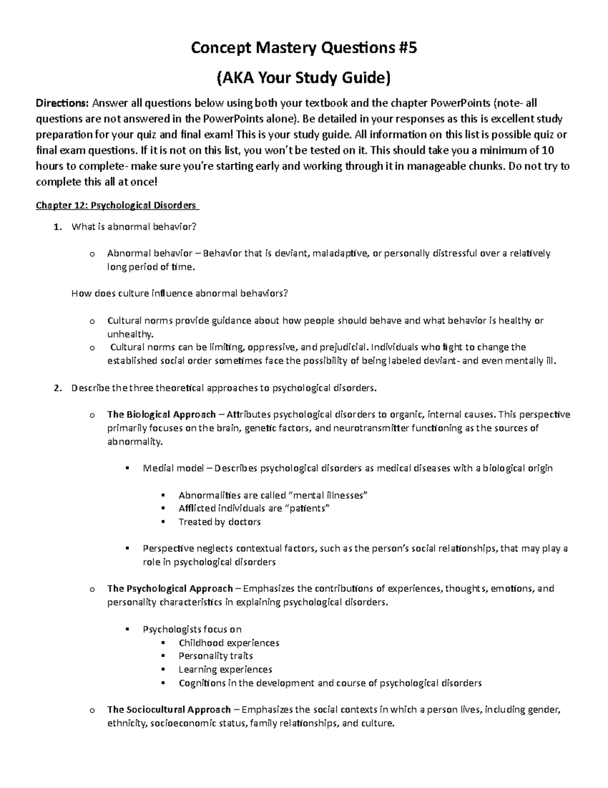 12, 13 concept mastery - PSYC 1 INTRODUCTION TO PSYCHOLOGY - Concept ...
