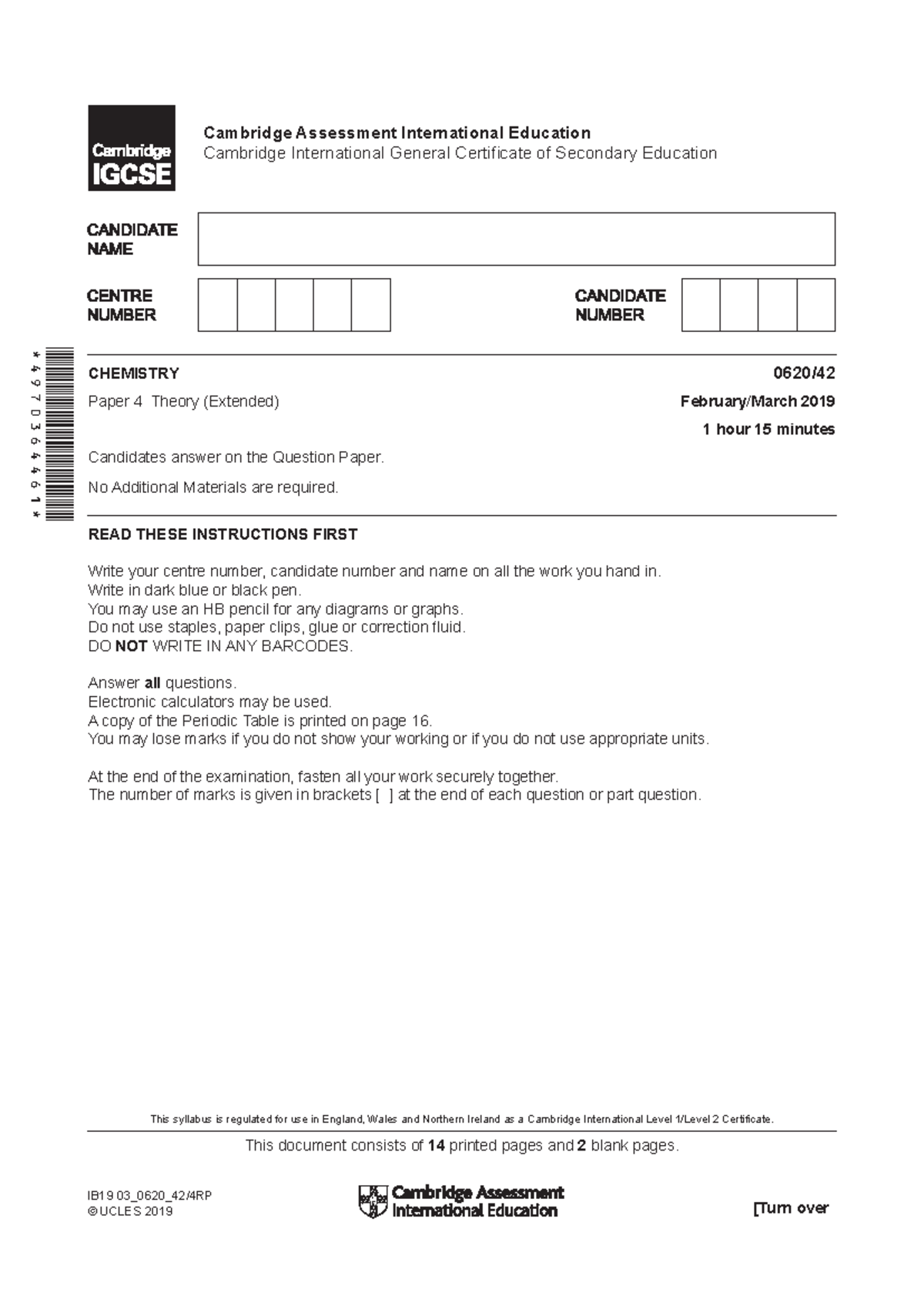 0620 m19 qp 42 - READ THESE INSTRUCTIONS FIRST Write your centre number ...