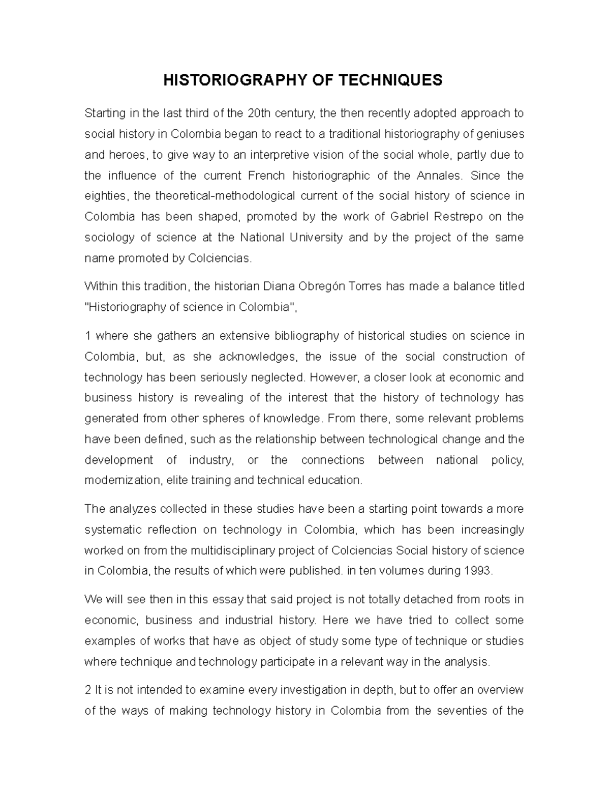 Historiography OF Techniques - HISTORIOGRAPHY OF TECHNIQUES Starting in ...