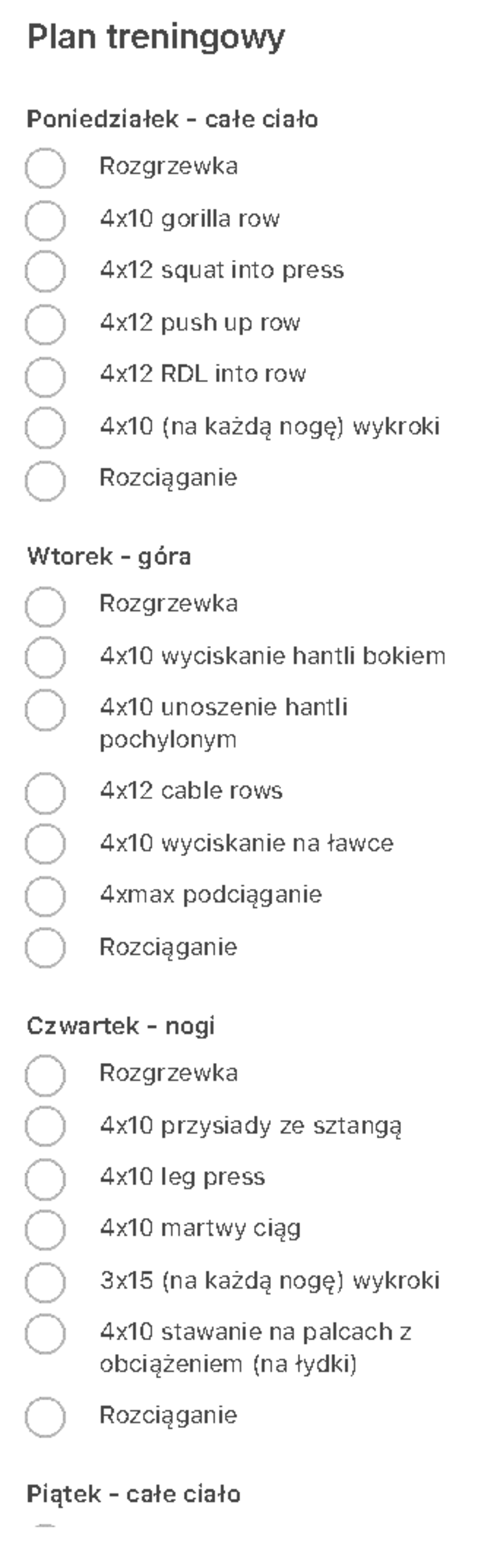 Plan-treningowy - sdad - Plan treningowy Poniedziałek - całe ciało ...