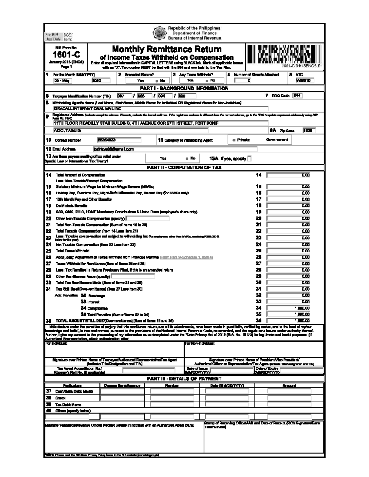 1601C Gracall International MNL INC. 05312020 - Marketing Management ...