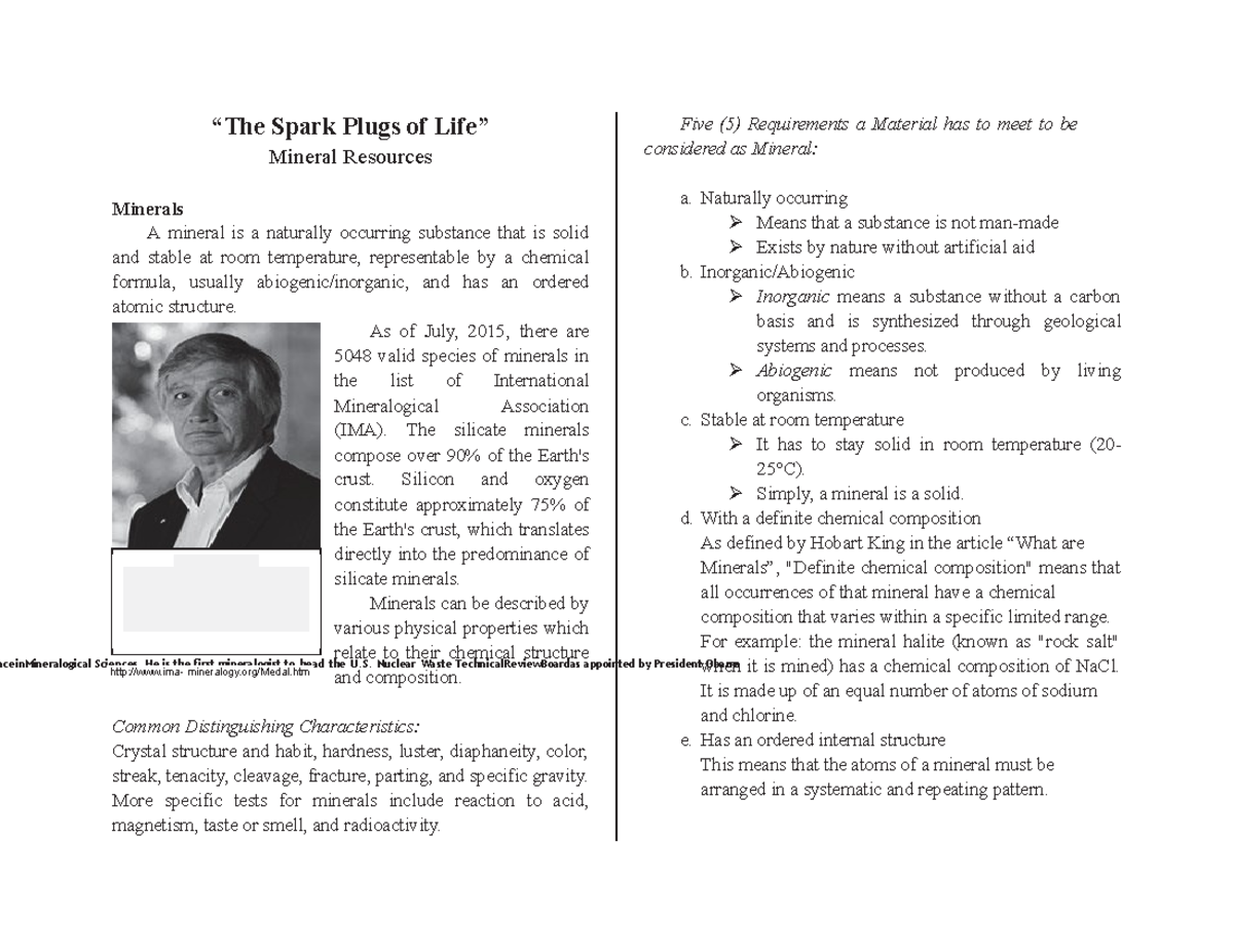 “The Spark Plugs of Life” - is the first miner ima- mineralogy.org ...