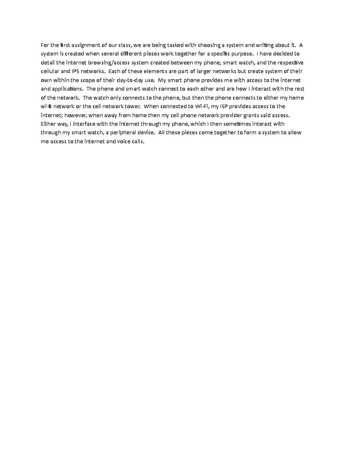 1 4 System Paragraph Assignment 1 For Fundamentals Of It It200