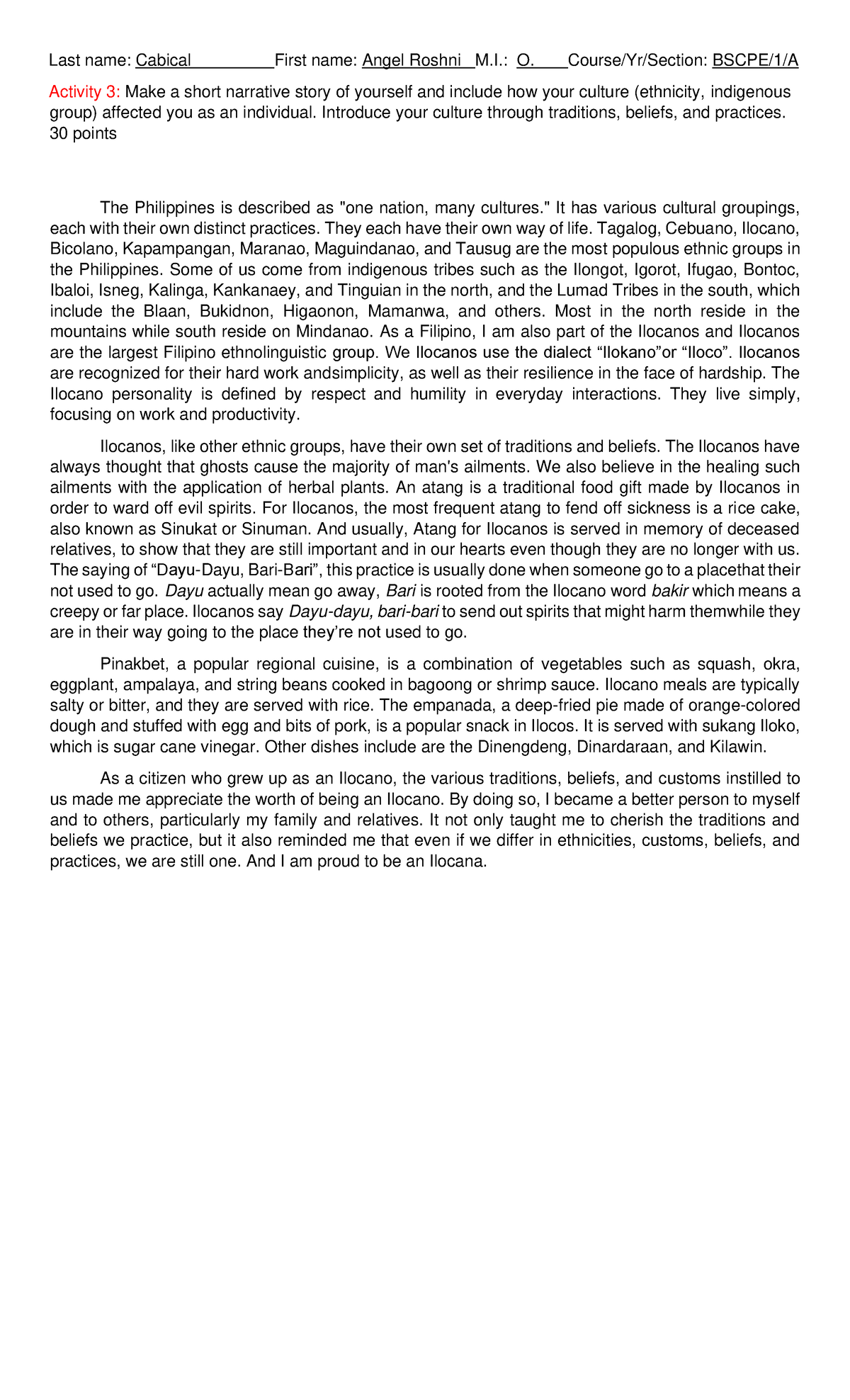 ACT #3- Cabical, Angel Roshni O. , Bscpe 1A - Last name: Cabical First ...