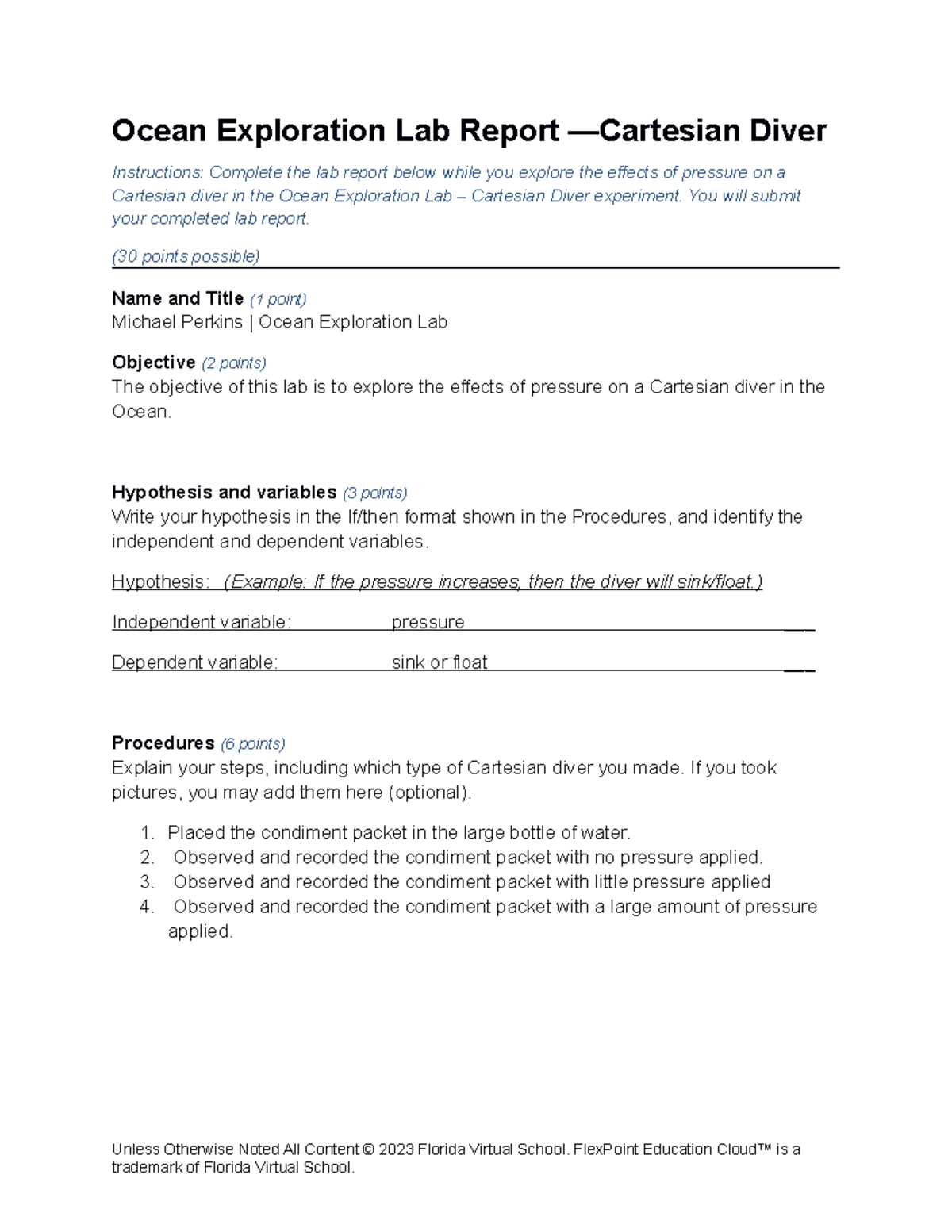 Marine Science Assignment - Ocean Exploration Lab Report —Cartesian ...