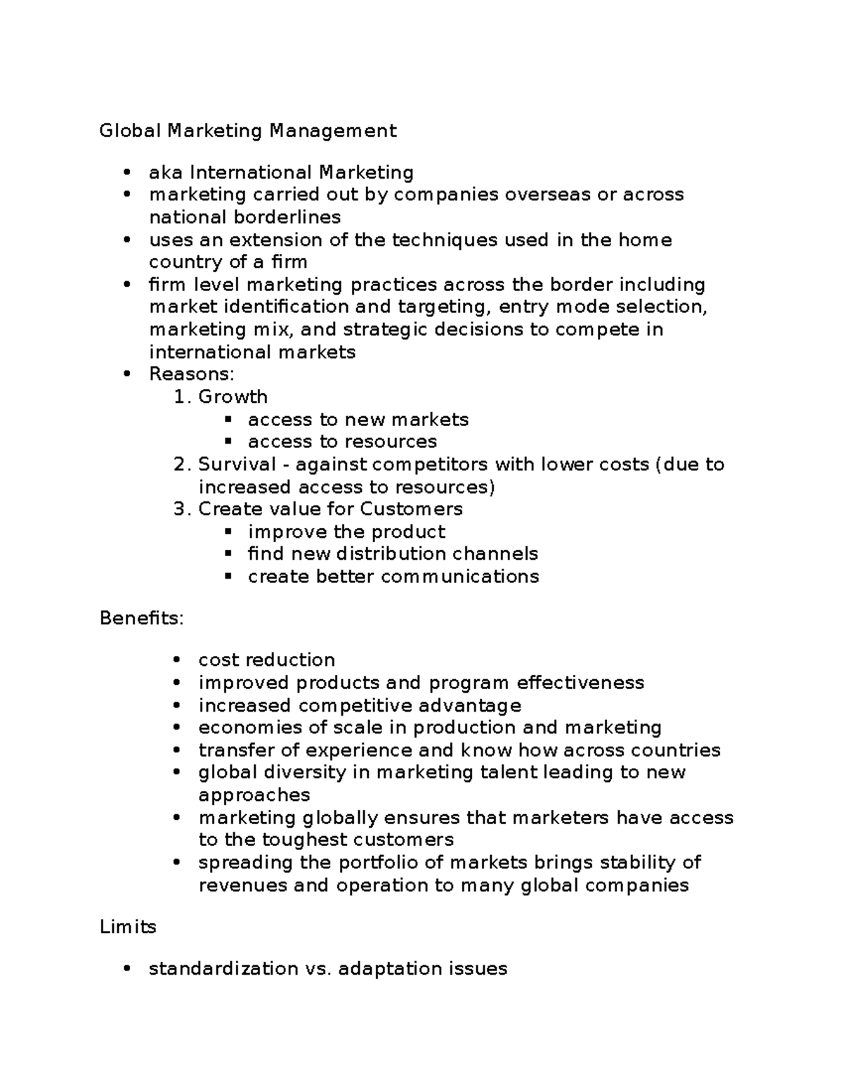 Lecture in marketing management - Global Marketing Management aka ...