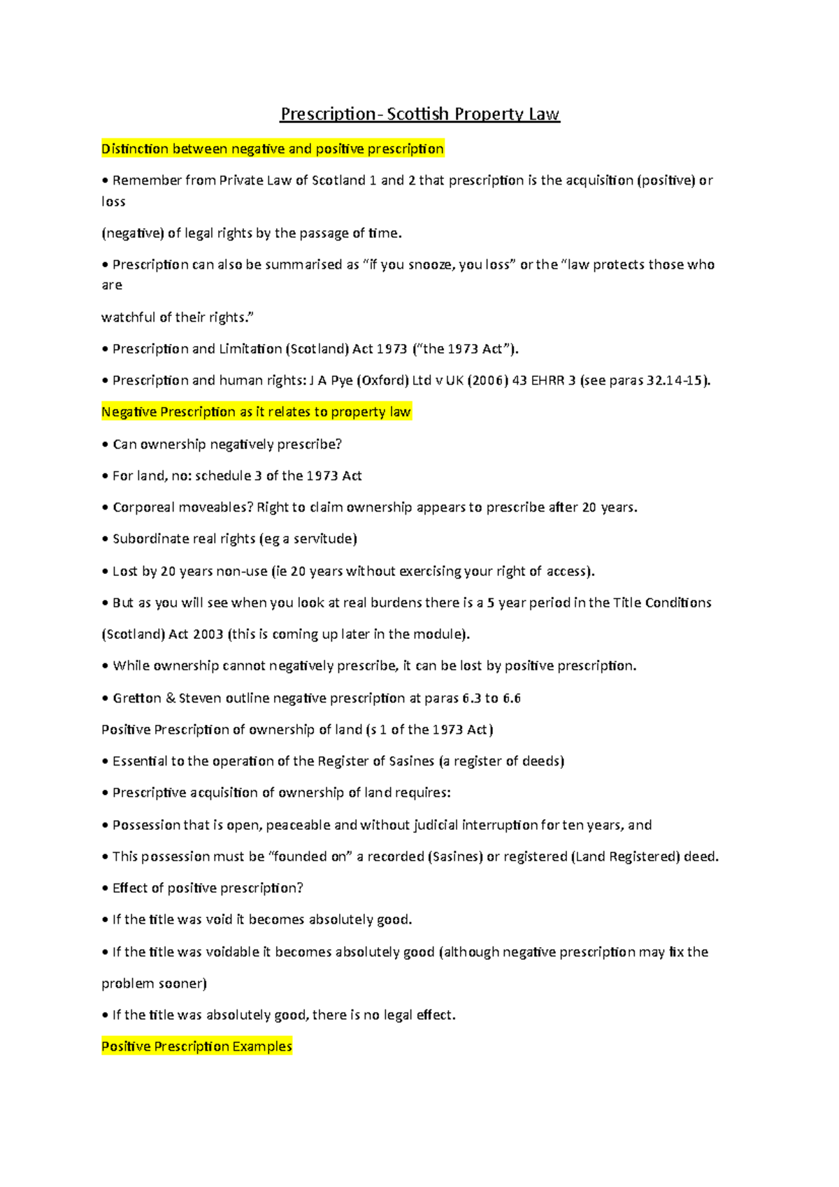 Prescription - Lecture notes 5-6 - Prescription- Scottish Property Law ...