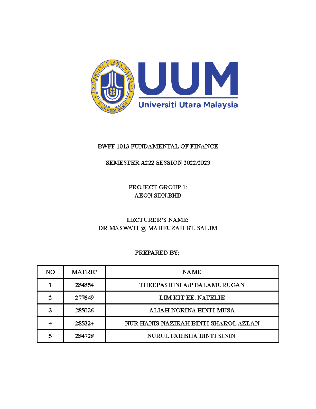 Finance Assignment - Don't hope too much :) - BWFF 1013 FUNDAMENTAL OF FINANCE SEMESTER A222 ...