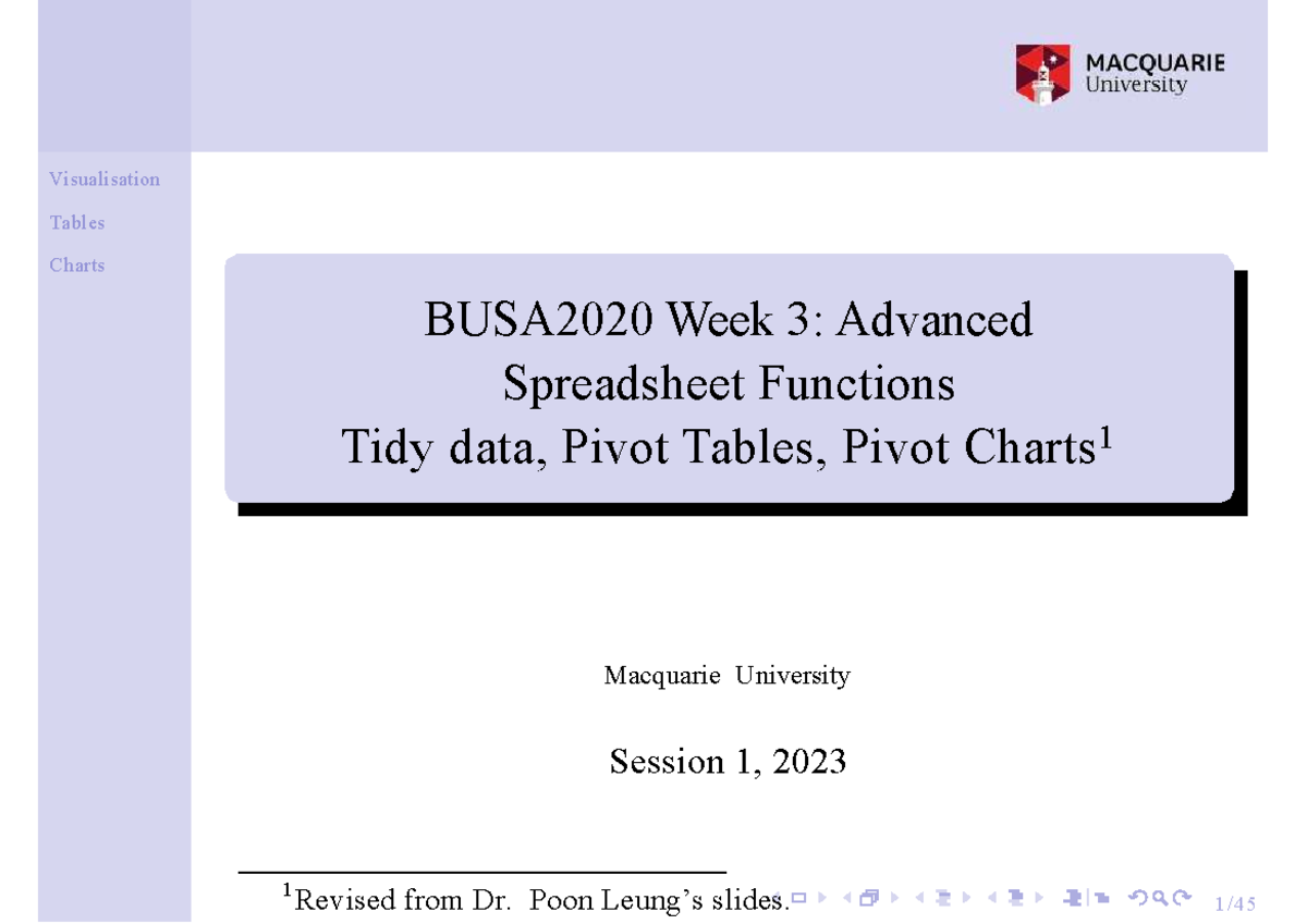 BUSA2020 week03 re - exam - Visualisation Tables Charts Macquarie University Session 1, 2023 1 ...